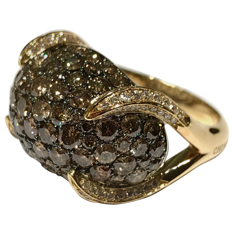 Chimento 18 Karat Cocktail Ring with 0.54 White Diamonds 3.66 Champagne ...