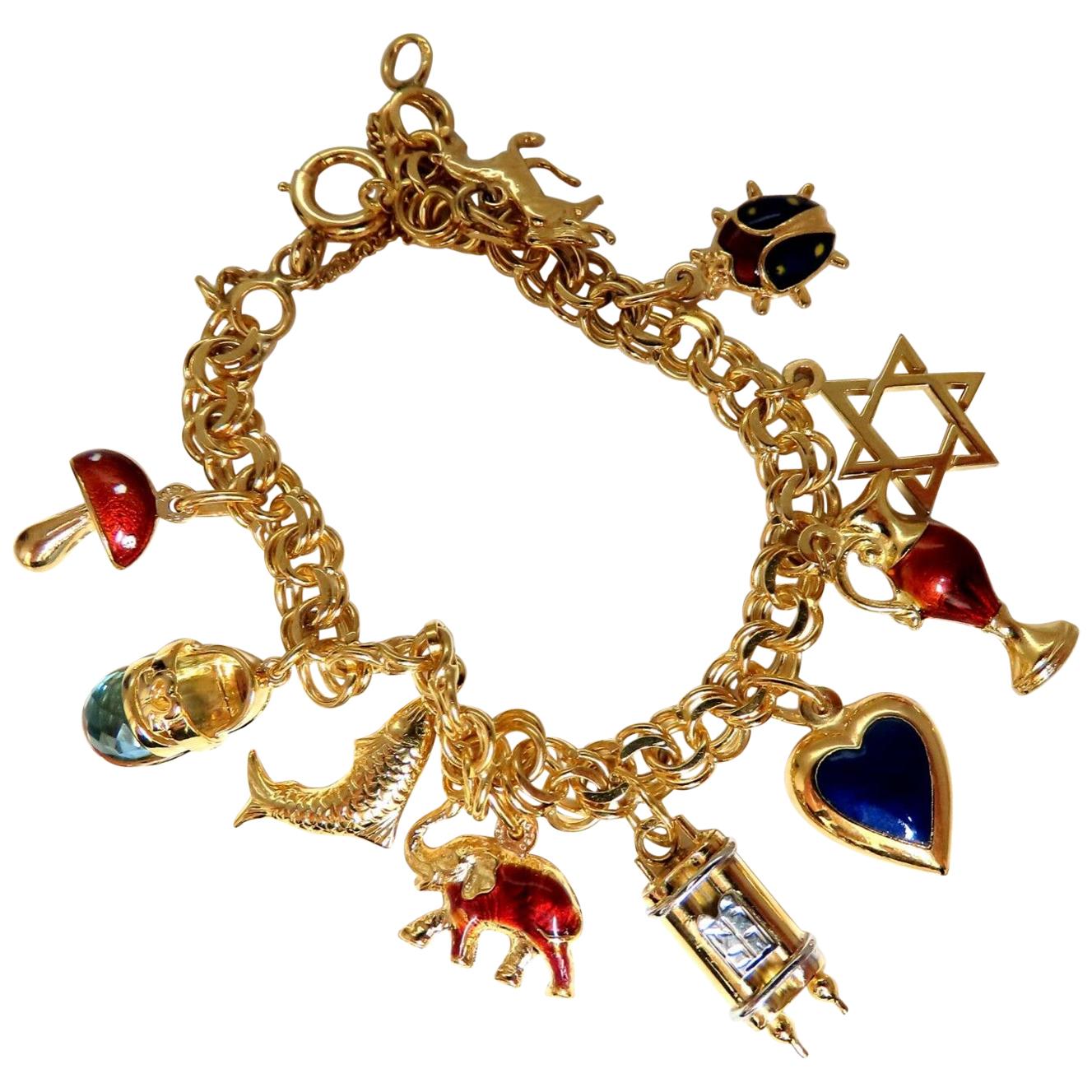 Assorted Charms Bracelet 14 Karat at 1stDibs