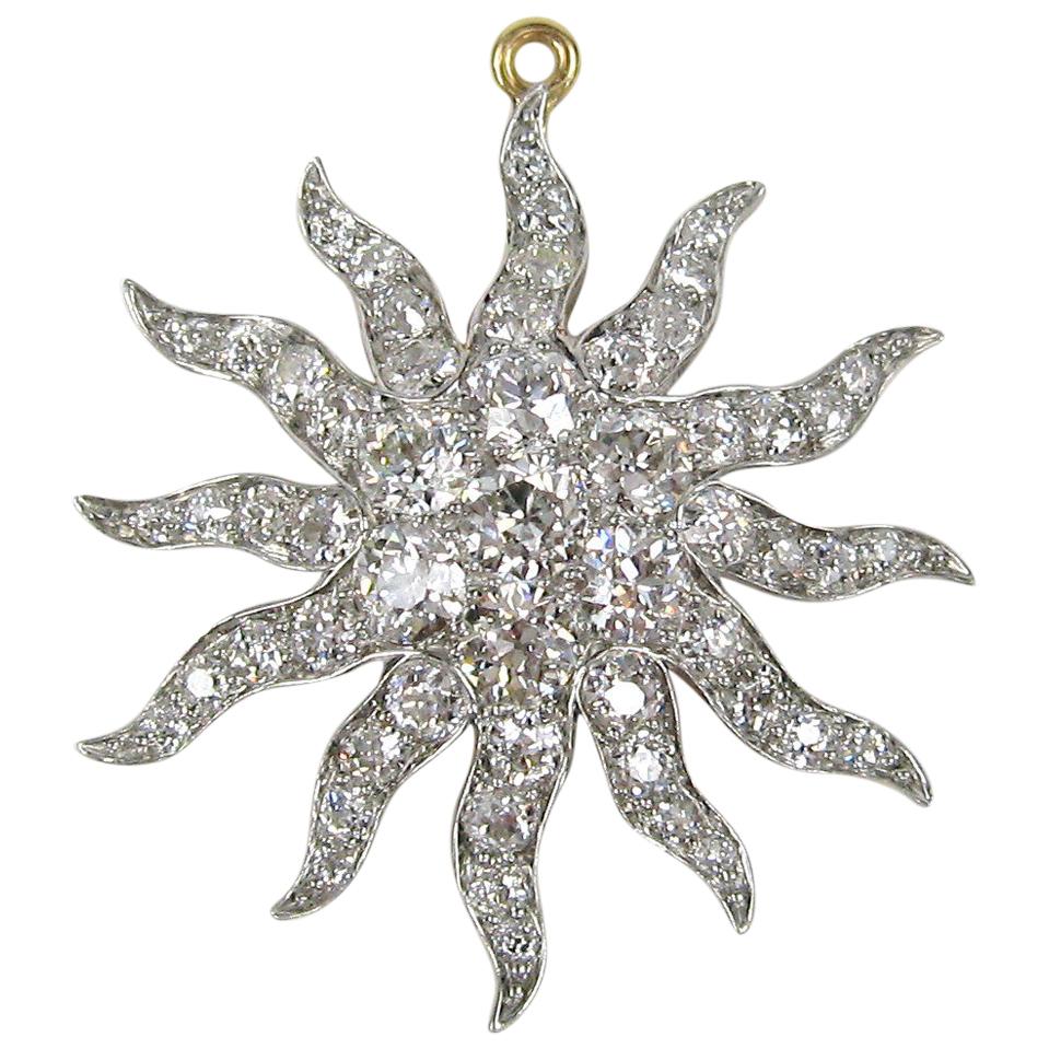 Platinum 8.68 Carat Old European Cut Diamonds Convertible Pendant ...
