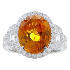 Emteem Lab Certified 6.12 Carat Oval Green Sapphire and Diamond ...