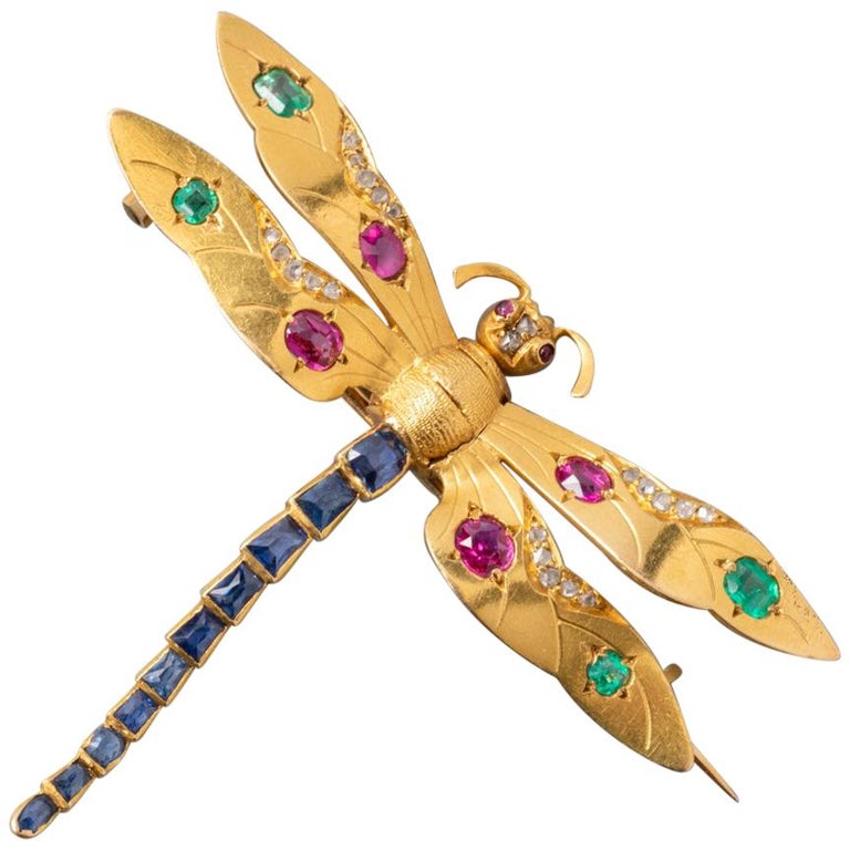 Antique French Dragonfly Brooch at 1stDibs