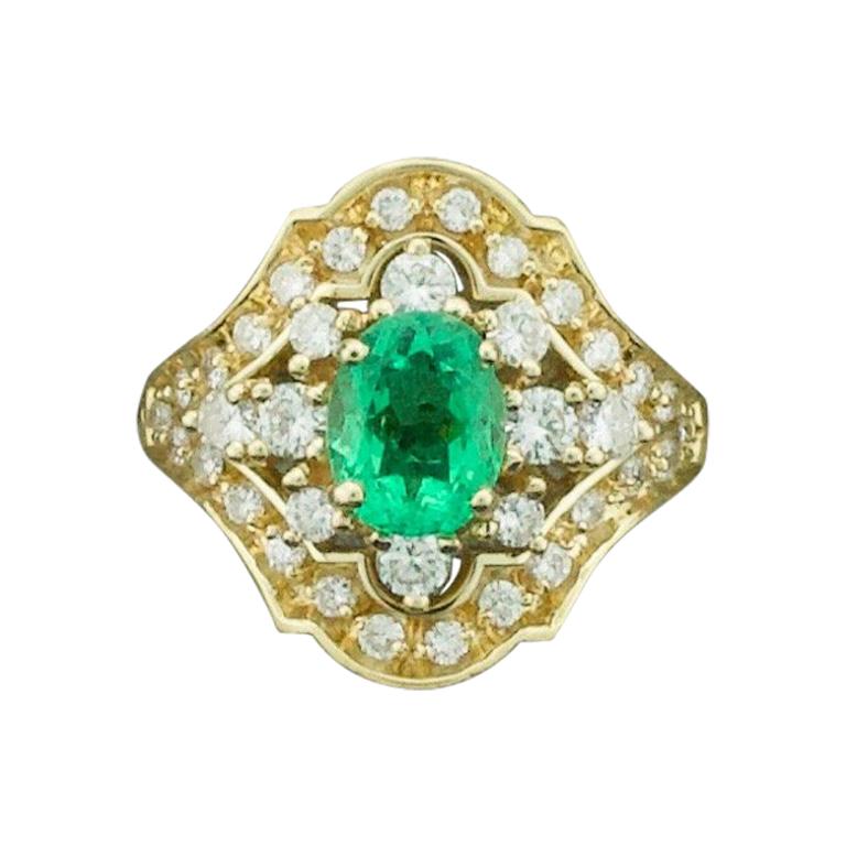 Fetching Emerald and Diamond Ring in Yellow Gold Emerald 1.35, Diamonds ...