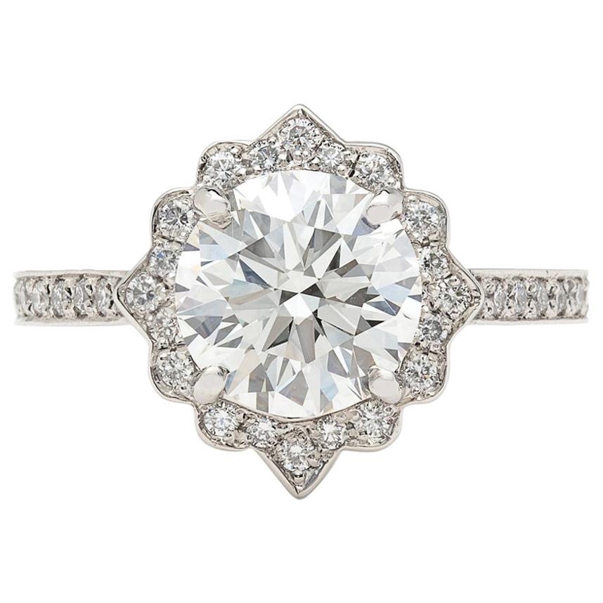 GIA 2.01 Carat H/VS1 Diamond Platinum Engagement Ring at 1stDibs
