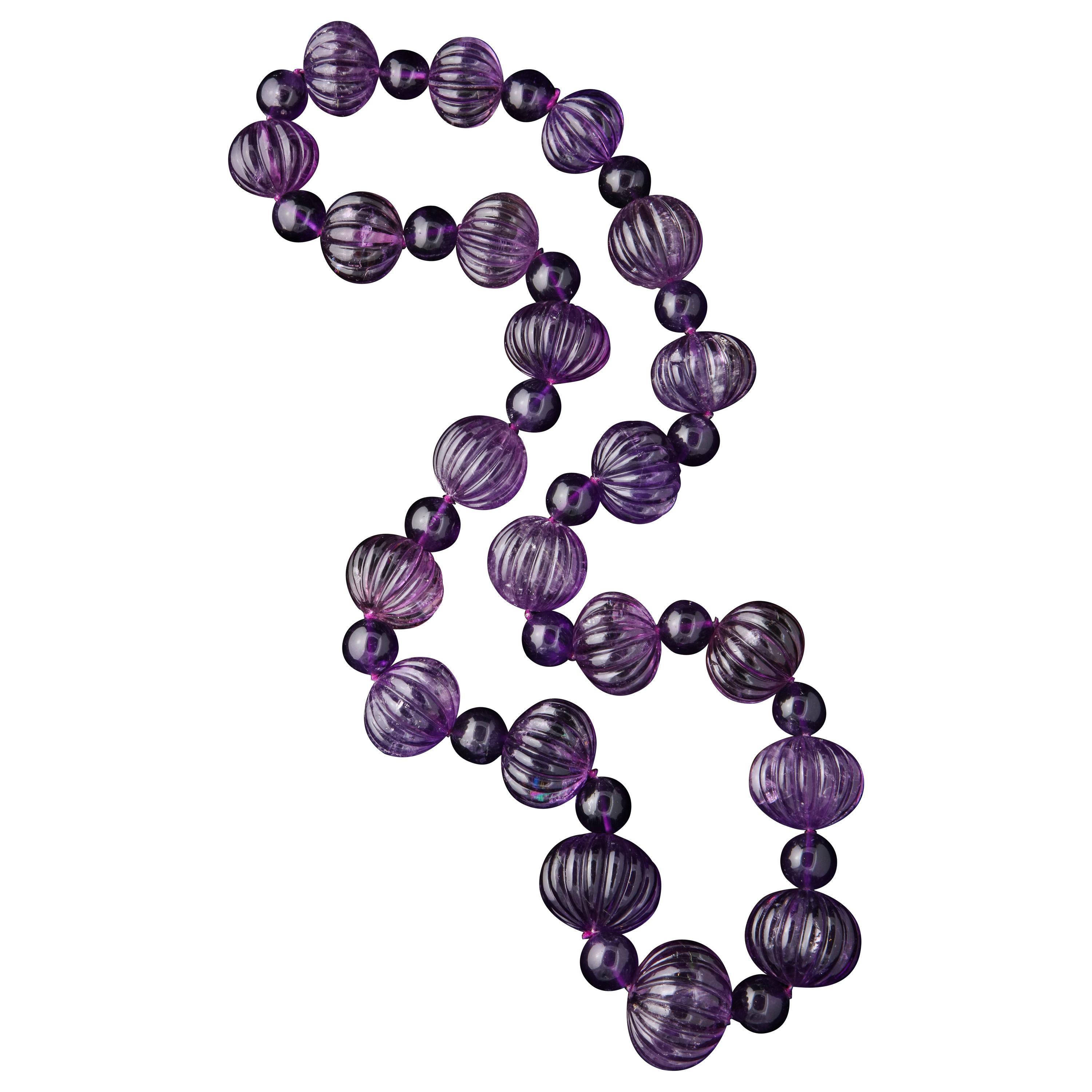 Very Large Carved Amethyst Necklace at 1stDibs