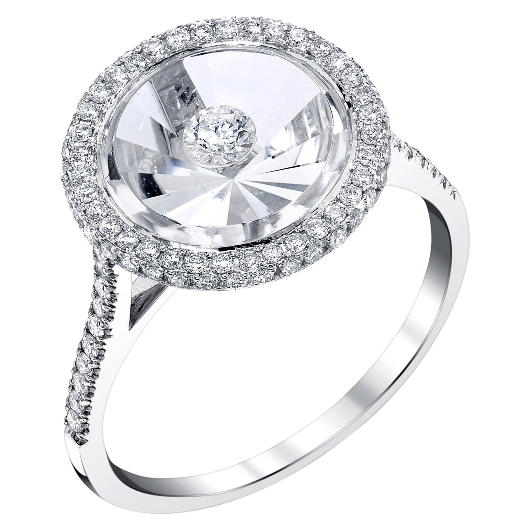 White Quartz and Diamond Cocktail Ring For Sale at 1stDibs