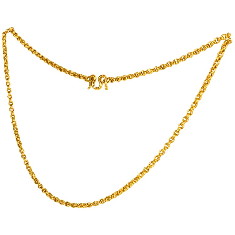 Solid 22k Gold Link Chain, 20th Century at 1stDibs | 22 carat gold ...
