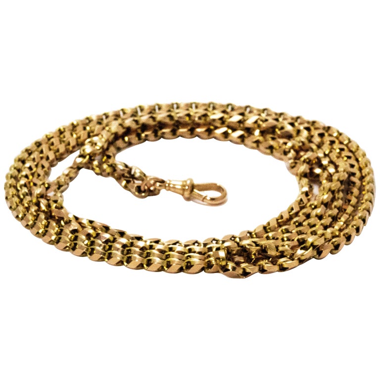 Victorian 9 Carat Gold Long Guard Chain at 1stDibs