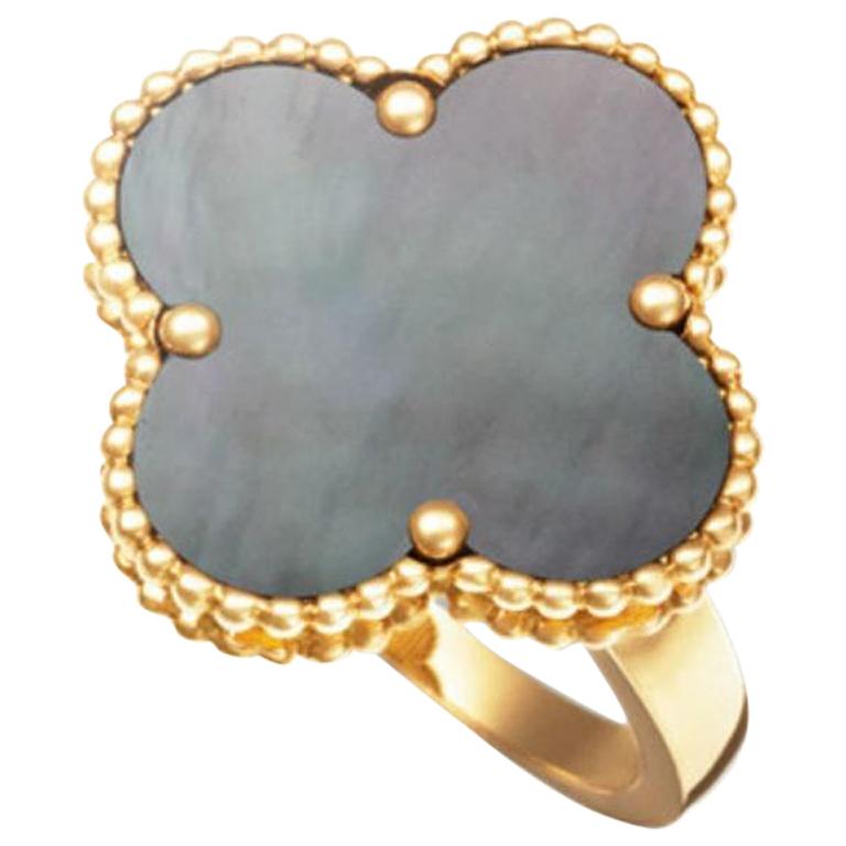 Van Cleef and Arpels Yellow Gold Magic Alhambra Ring, Mother of Pearl ...