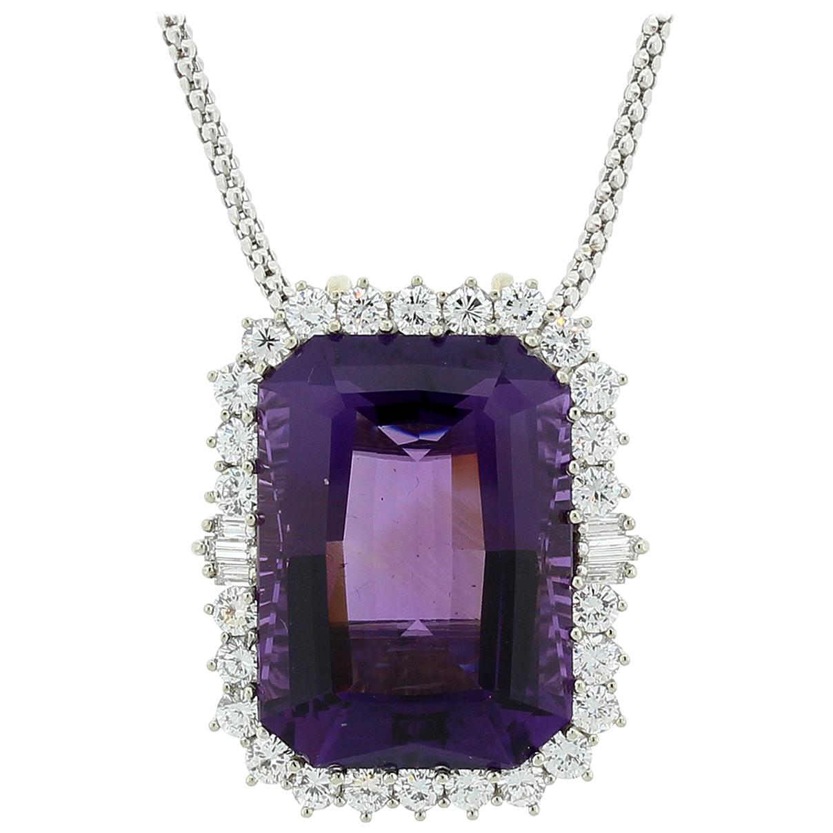 Estate Amethyst Diamond Gold Pendant at 1stDibs