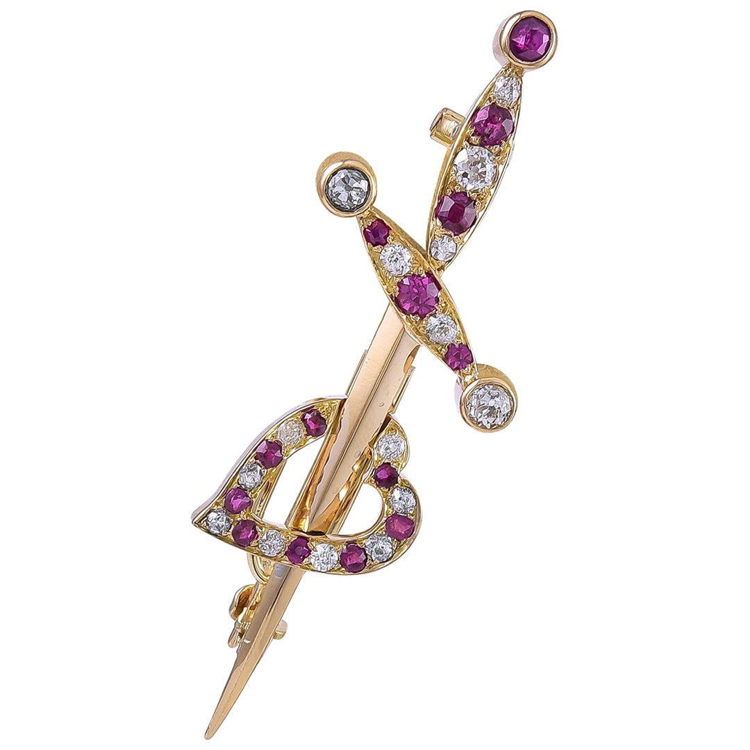 Antique Diamond Gold Heart Pin /Pendant at 1stDibs