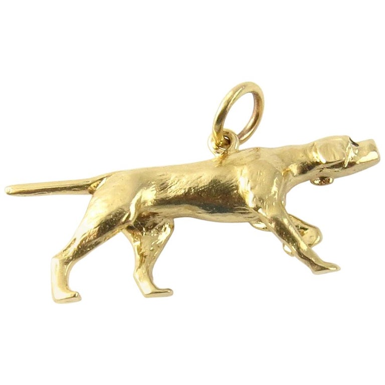 14 Karat Yellow Gold Pointer Dog Charm at 1stDibs