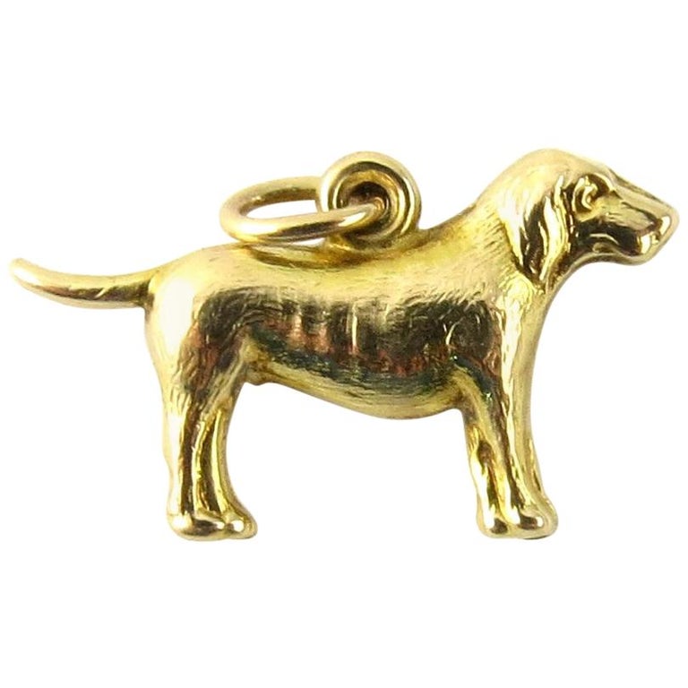 10 Karat Yellow Gold Dog Charm at 1stDibs