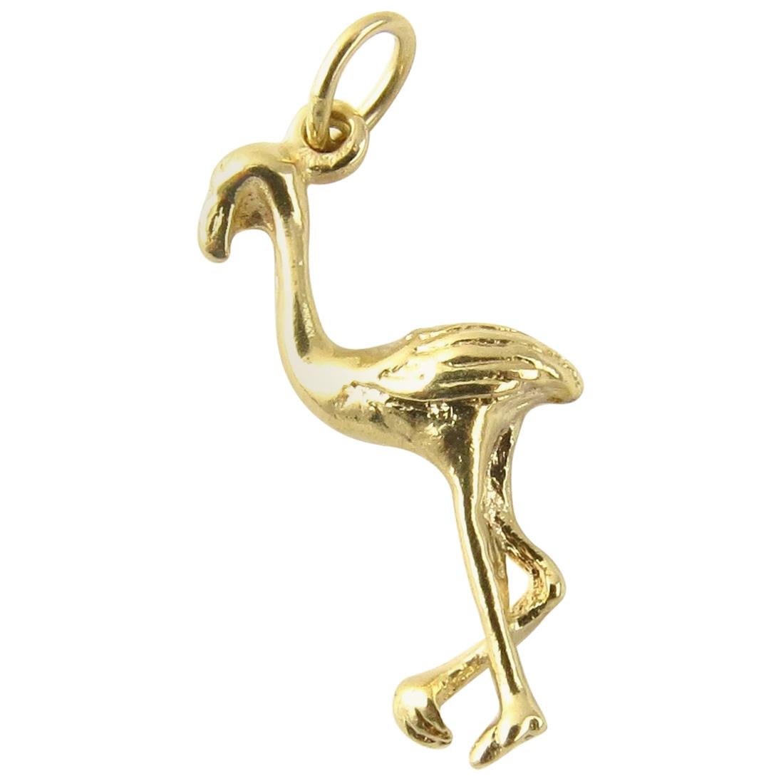 14 Karat Yellow Gold Flamingo Charm at 1stDibs