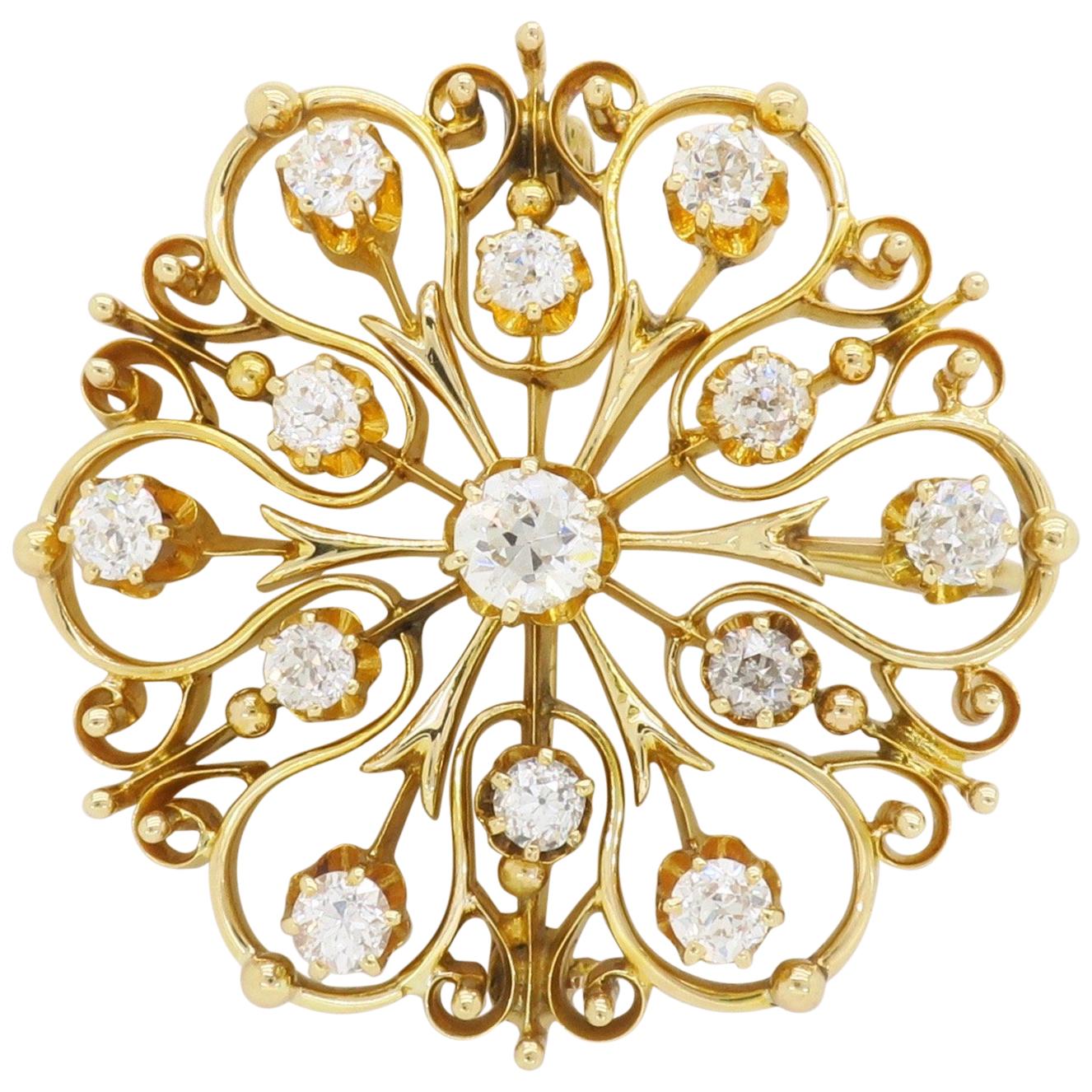 Estate Diamond Brooch at 1stDibs