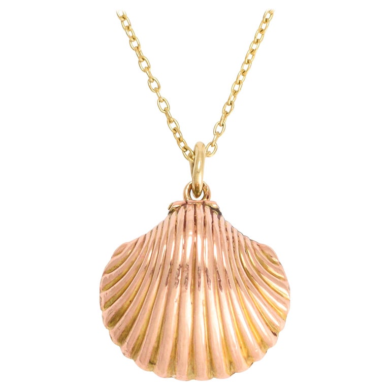 Antique Victorian Gold Shell Locket Pendant at 1stDibs