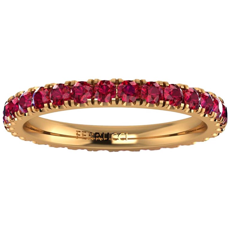 1,00 Karat Rote Rubine Stapelbarer Ewigkeitsring 18 Karat Gelbgold im ...