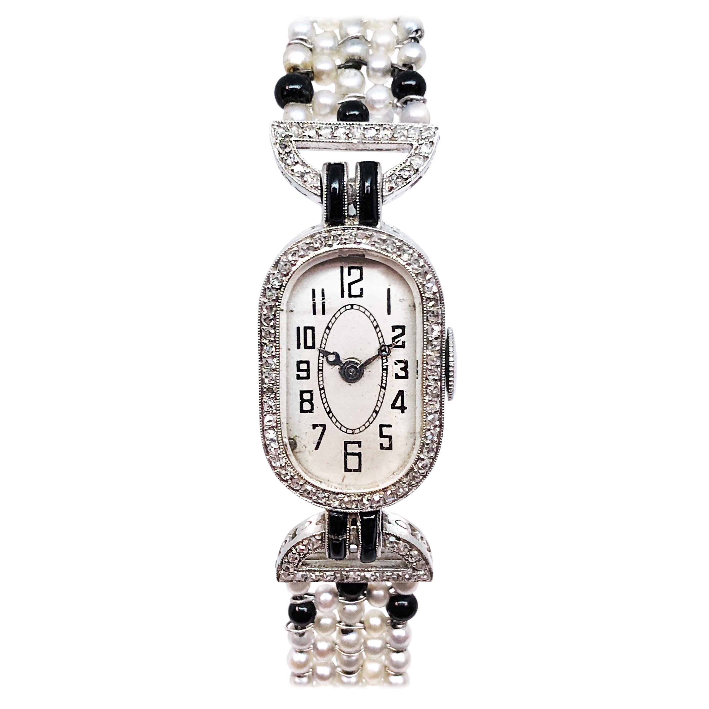 Christian Dior Diamond and Onyx Wristwatch For Sale at 1stDibs
