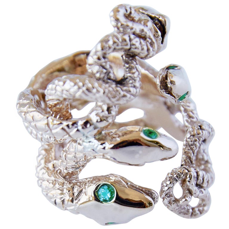 Emerald Snake Ring Cocktail Ring Bronze Onesie Statement Ring J Dauphin ...