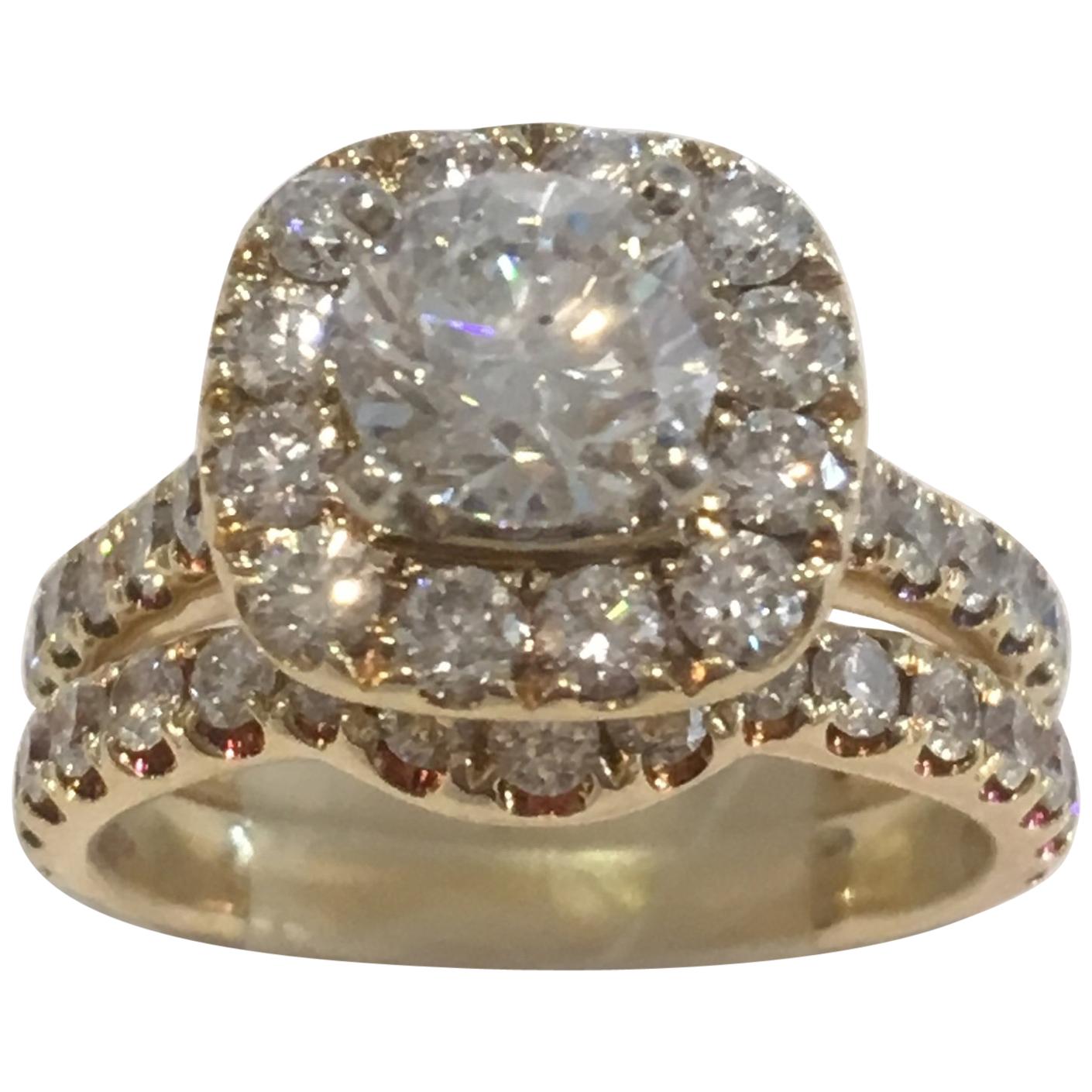 1950s 1.50 Carats Diamonds Gold Wedding Set at 1stDibs