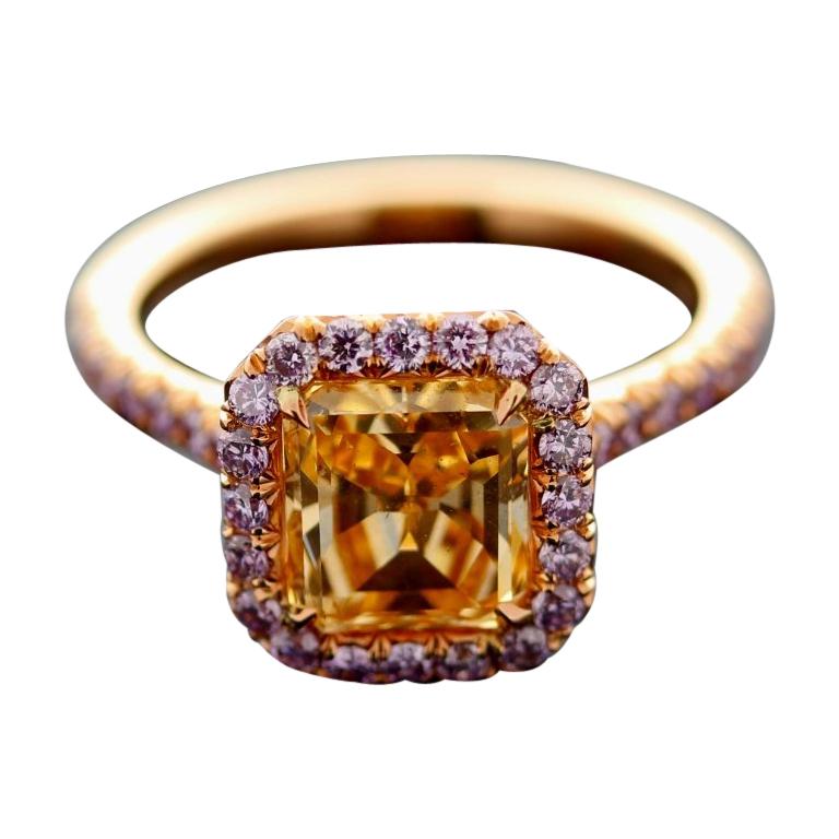 GIA 2.01 Carat Emerald Natural Fancy Intense Orange Yellow Diamond SI1 ...