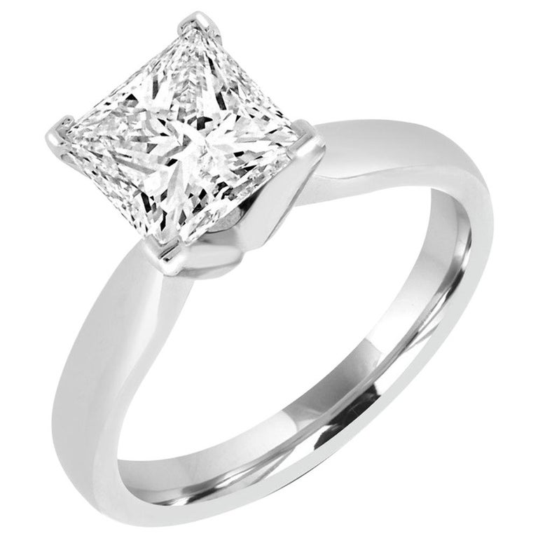 D Flawless GIA Classic Princess Cut Diamond Engagement Platinum 950 For ...