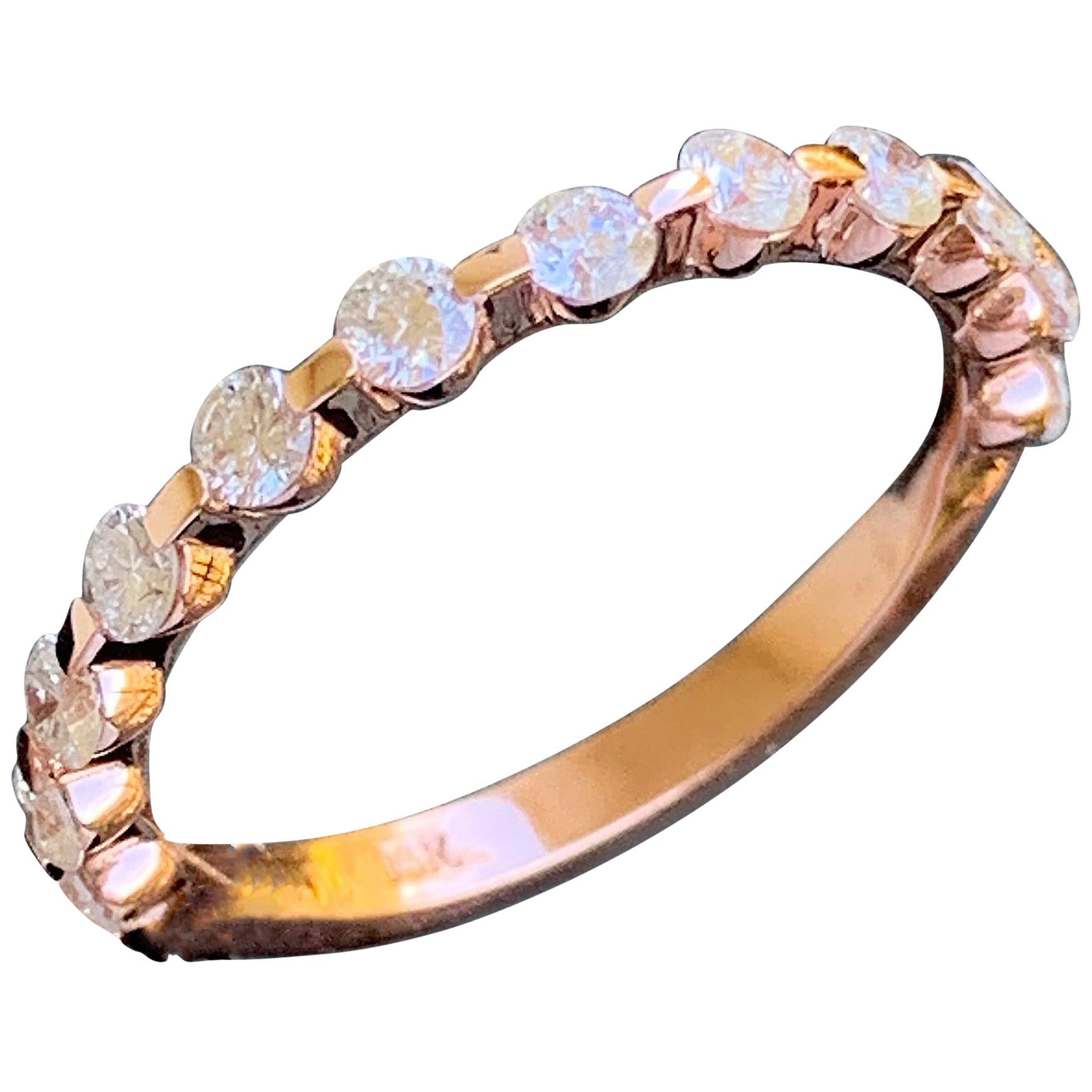 Floating Round Diamond Wedding Band - 2 For Sale on 1stDibs