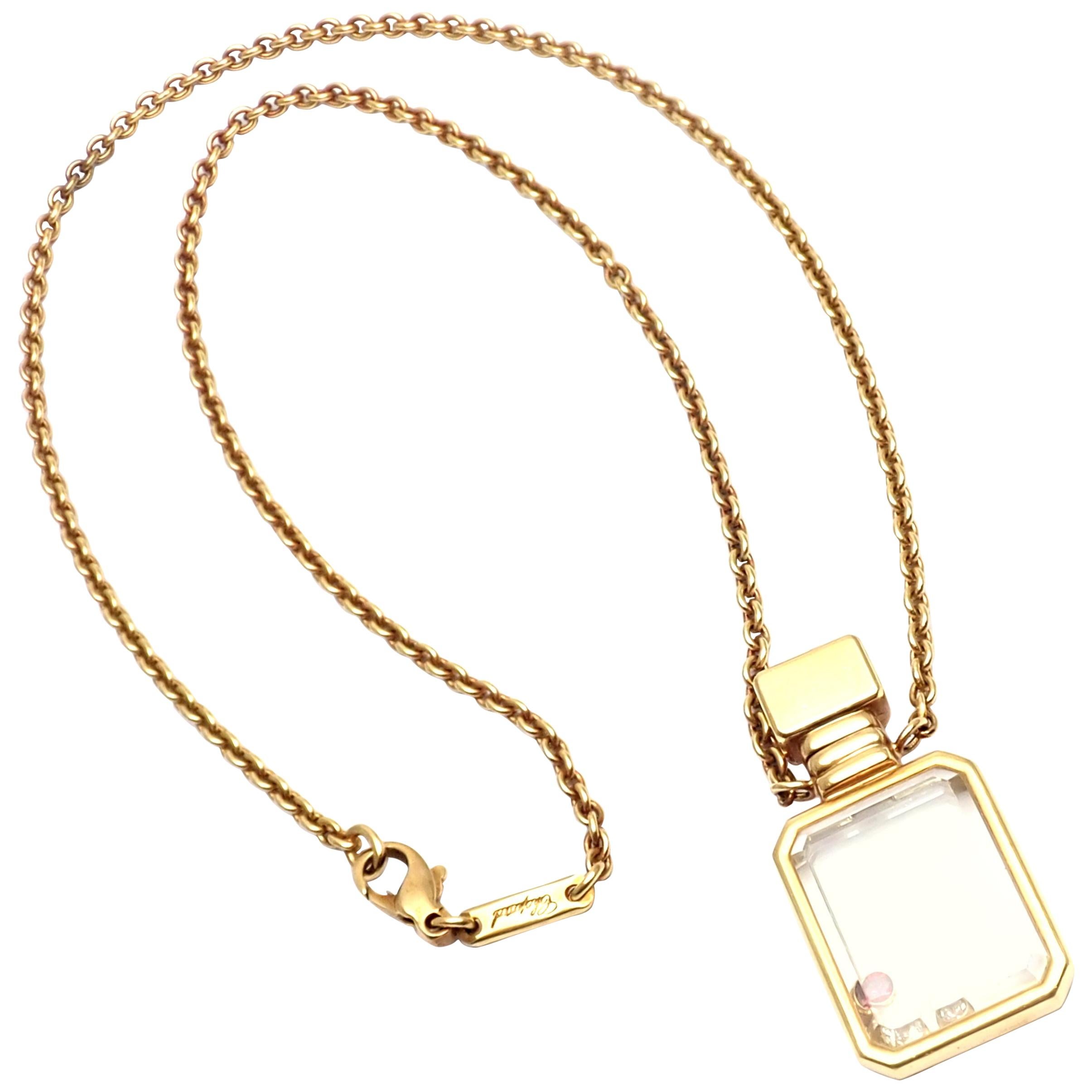Chopard Diamond Ruby Happy Bottle Yellow Gold Pendant Necklace at 1stDibs