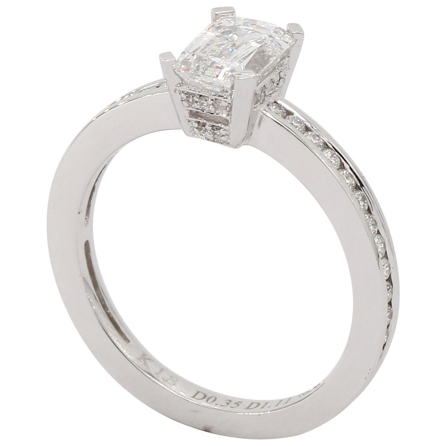 Crisscut Diamond Engagement Ring GIA Certified 18K White Gold 1.11ct ...