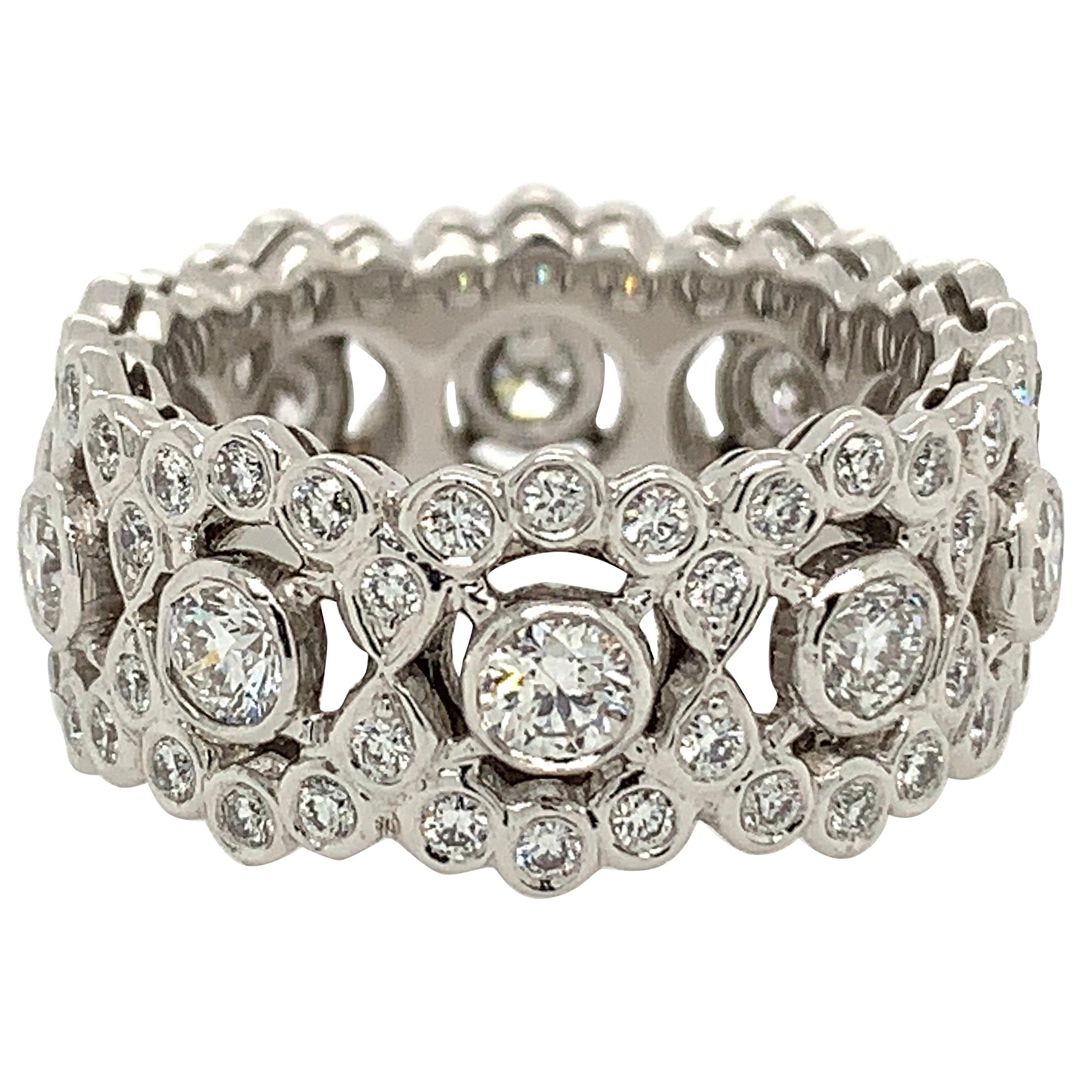 Anthony Lent Brilliant White Diamond Platinum Gold One Hand Band Ring ...