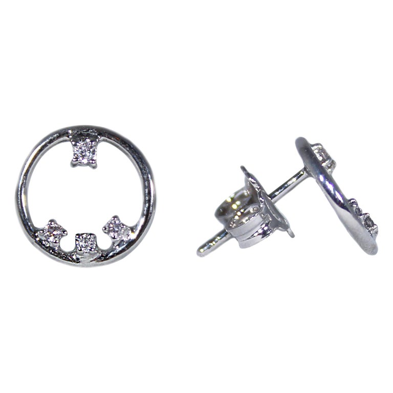 Gold Circlet Earrings with Diamonds For Sale at 1stDibs