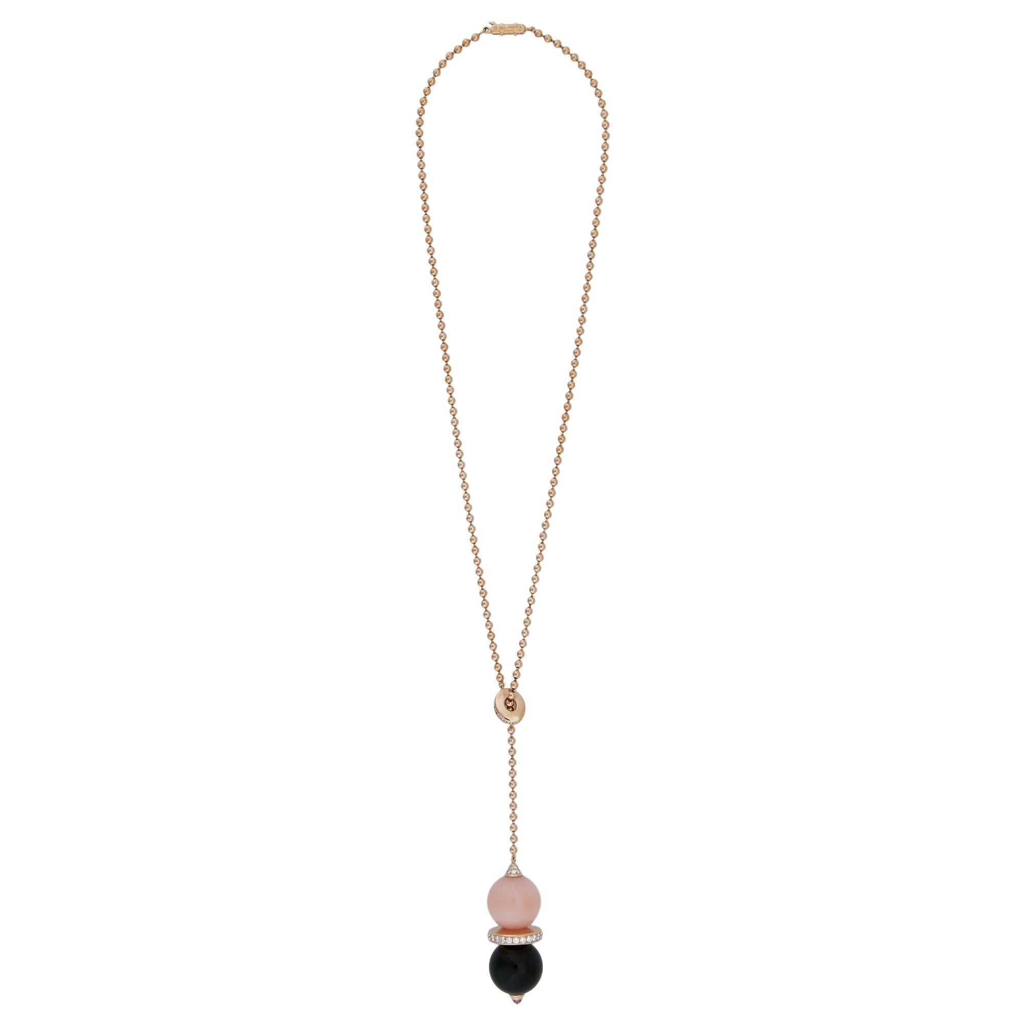 Cartier 18 Karat Gold Pink Opal, Onyx, and Diamond Evasions Joaillieres ...