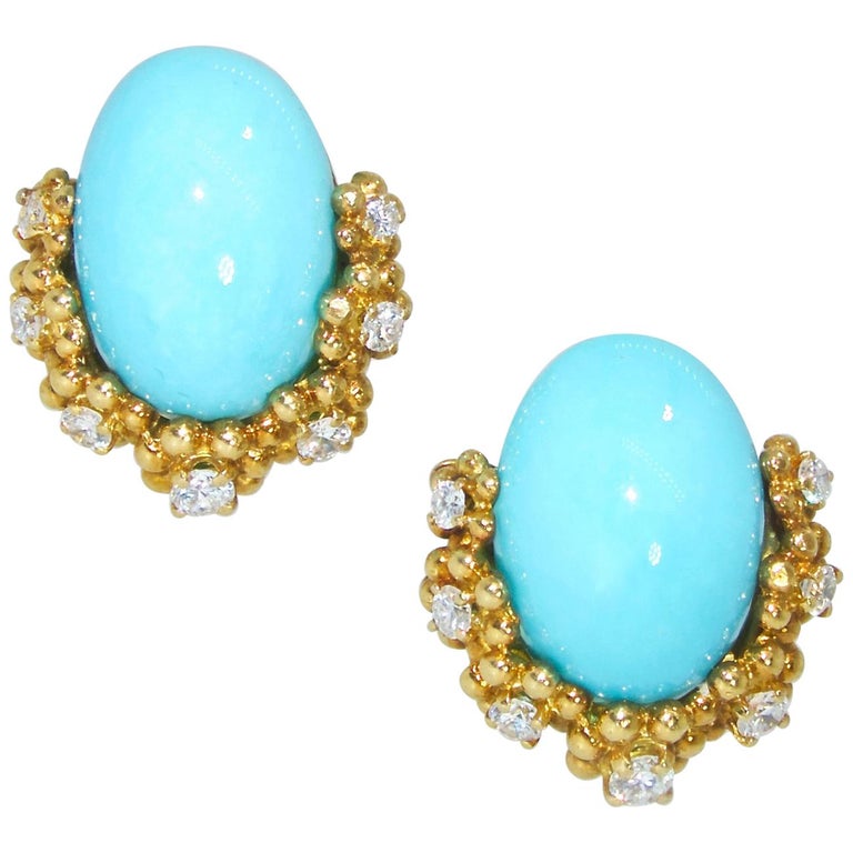 Tiffany Turquoise and Diamond Earrings at 1stDibs | tiffany turquoise ...