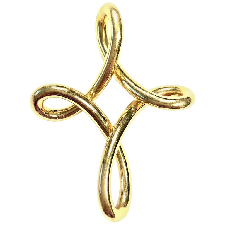 Tiffany and Co. Elsa Peretti Yellow Gold Large Infinity Cross Pendant ...