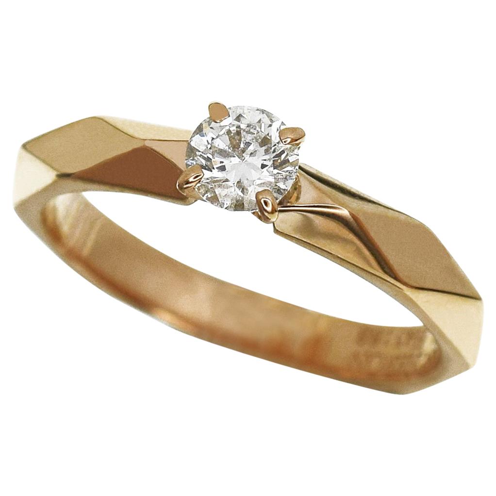 Boucheron 0.47 Carat Diamond 18 Karat White Gold Facet Solitaire Ring ...