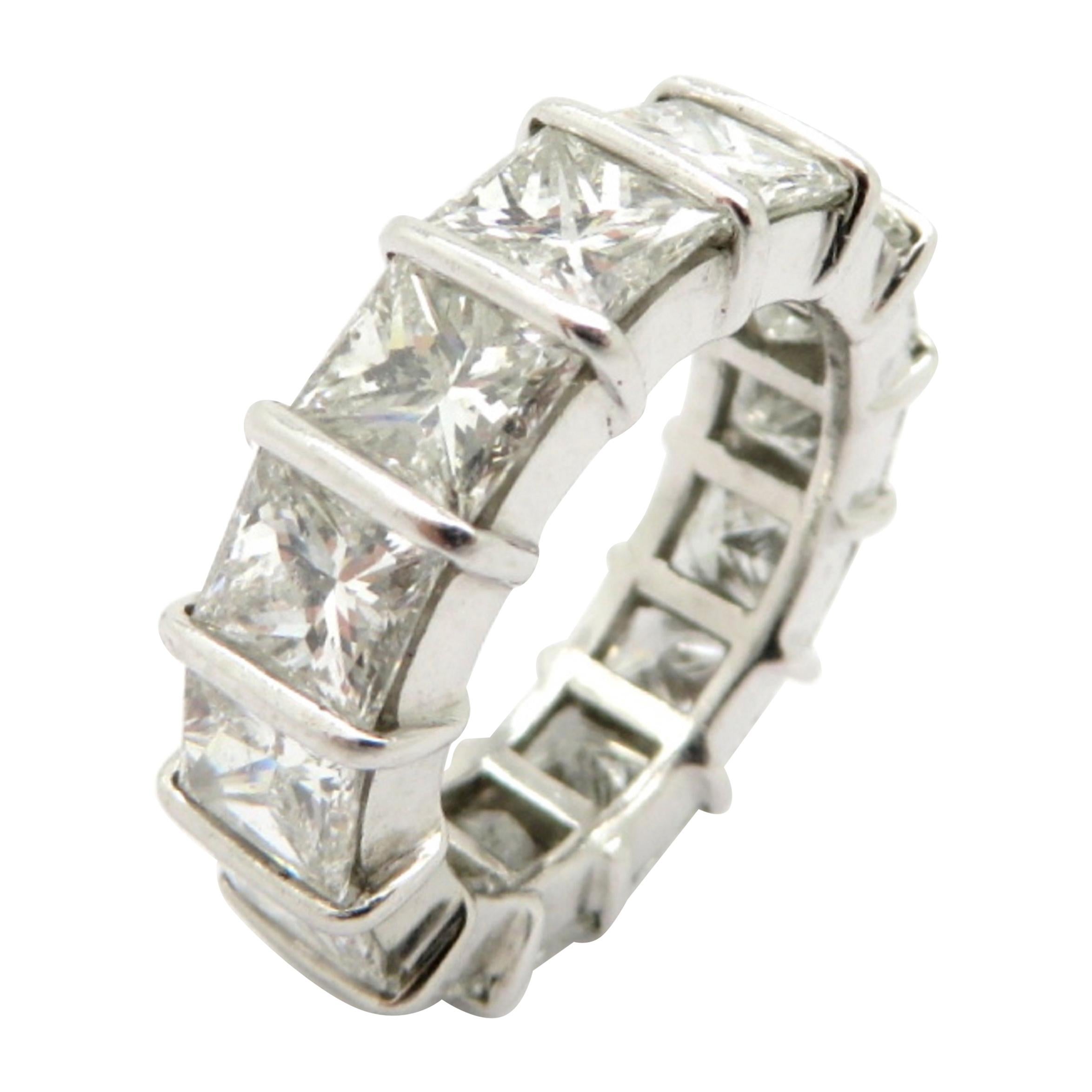 Platinum Princess Cut Diamond Prong Set Eternity Band For Sale at 1stDibs