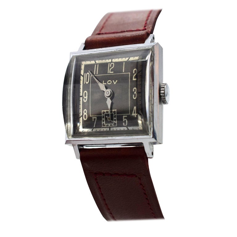 Original Art Deco Gents Wrist Watch by Lov or Never Worn, circa 1930 at ...