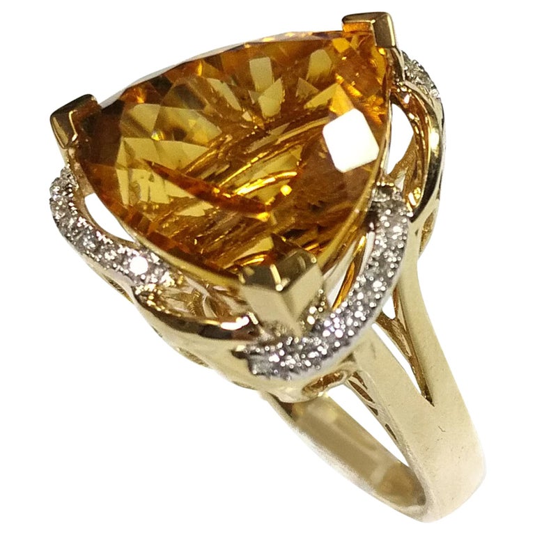 Citrine Yellow Gold Cocktail Ring at 1stDibs