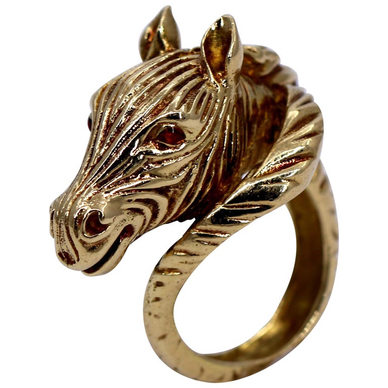 Hammerman Brothers Gold Zebra Ring with Enamel Eyes For Sale at 1stDibs