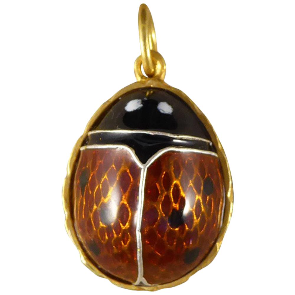 Vintage Lady Bird Silver Gilt and Enamel Pendant Charm at 1stDibs