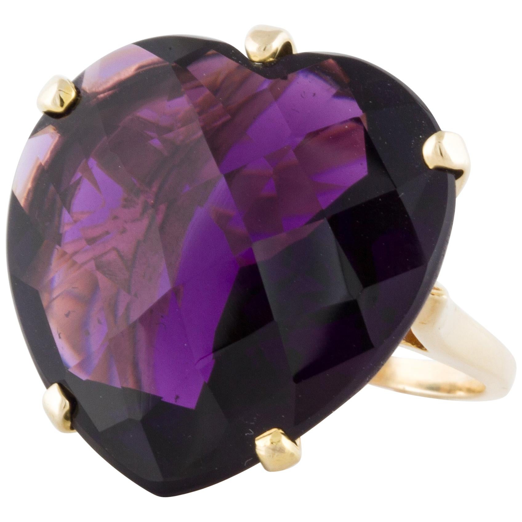 Heart Shaped Amethyst Ring in 14K Gold at 1stDibs | heart shaped ...
