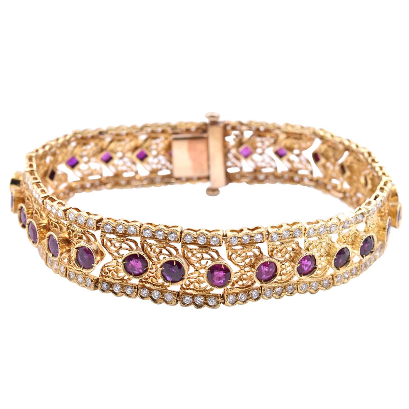 Antique Ruby Retro Bracelets - 171 For Sale at 1stdibs