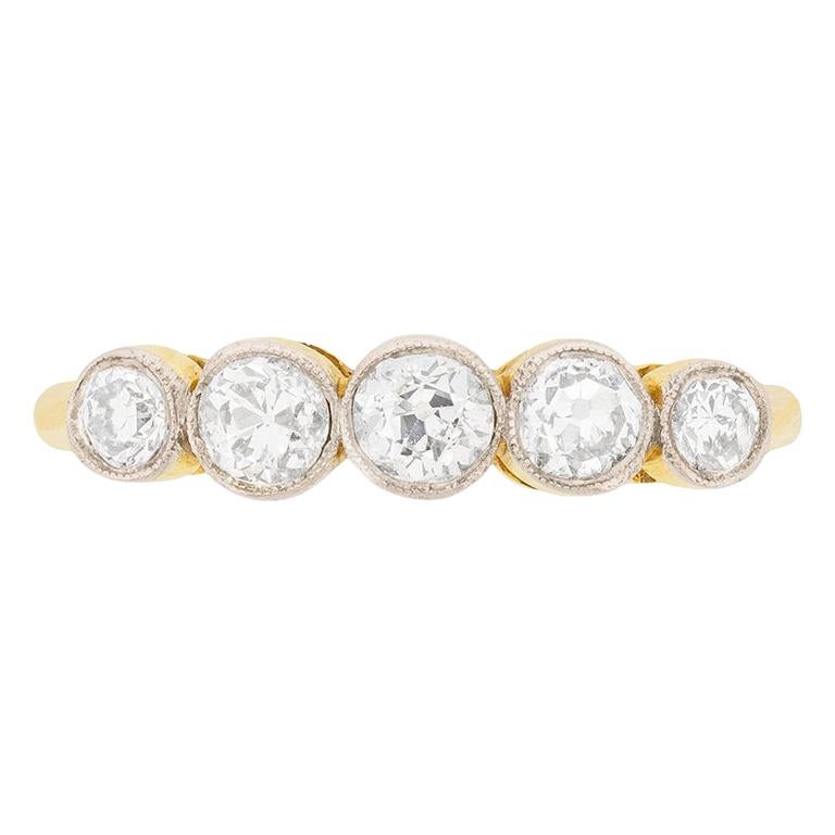Vintage Five-Stone Old Cut Diamond Ring, circa 1930s at 1stDibs