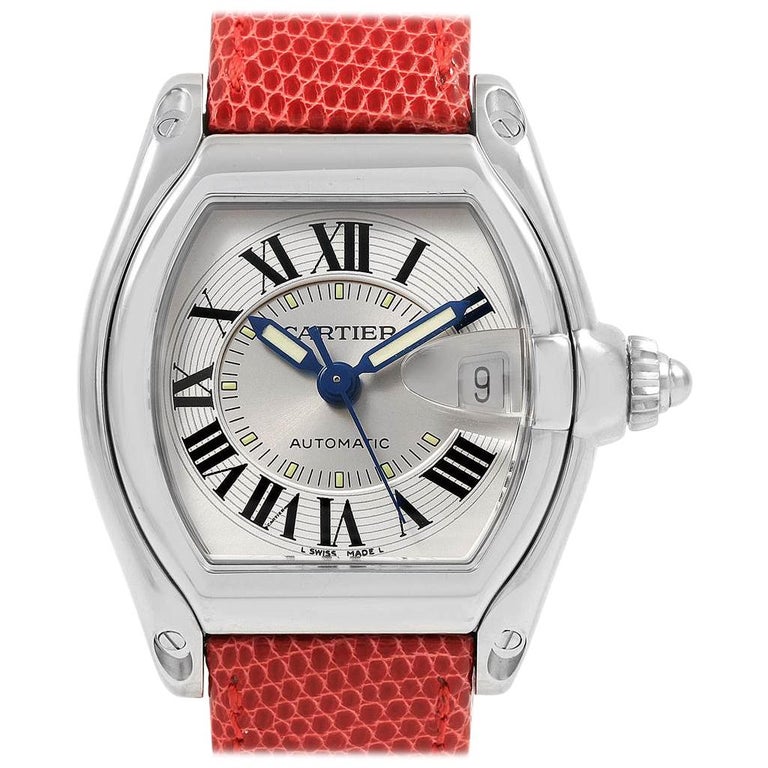 Cartier Roadster Men's Steel Red Strap Large Watch W62000V3 For Sale at ...