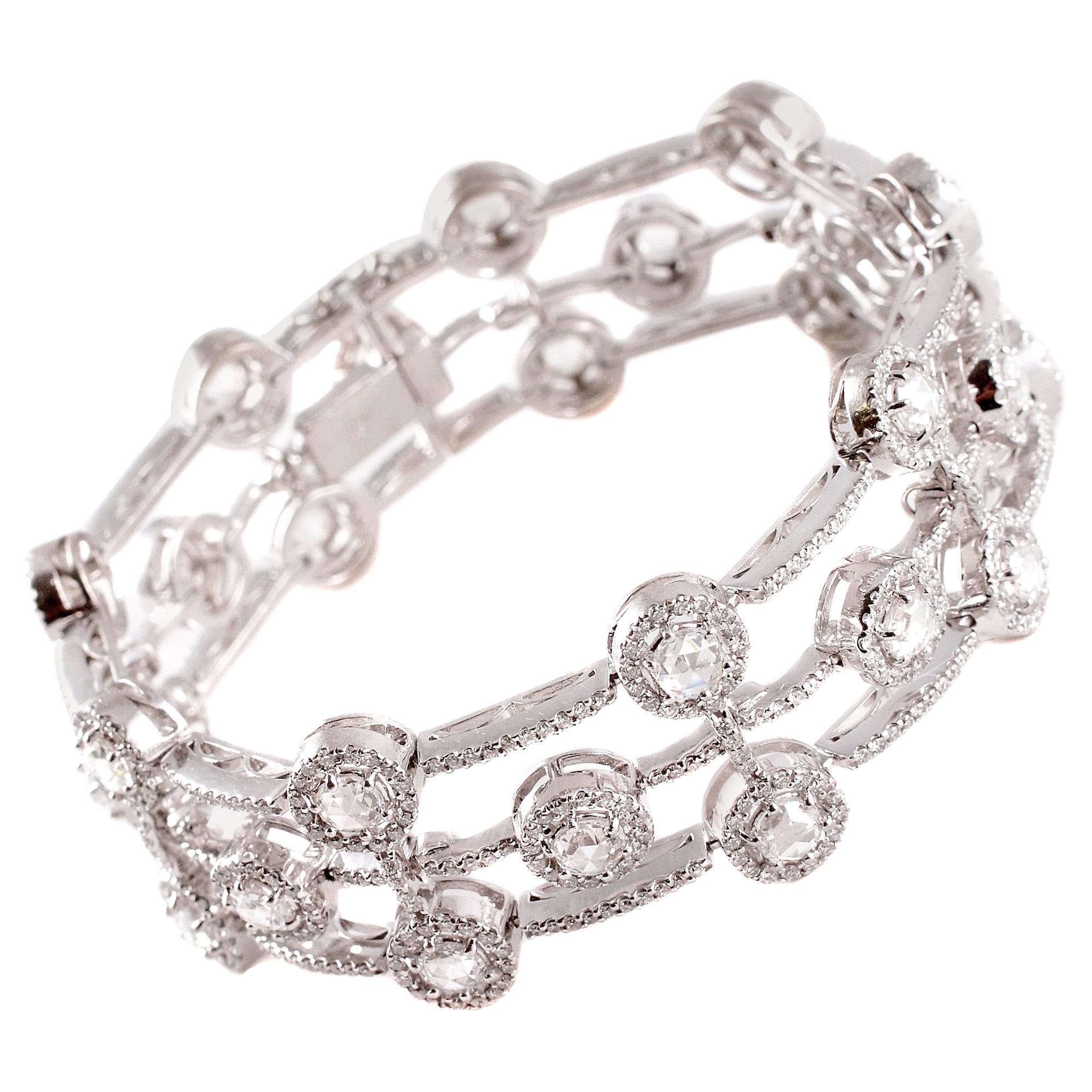 7.75 Carat Rose-Cut Diamond Bracelet at 1stDibs