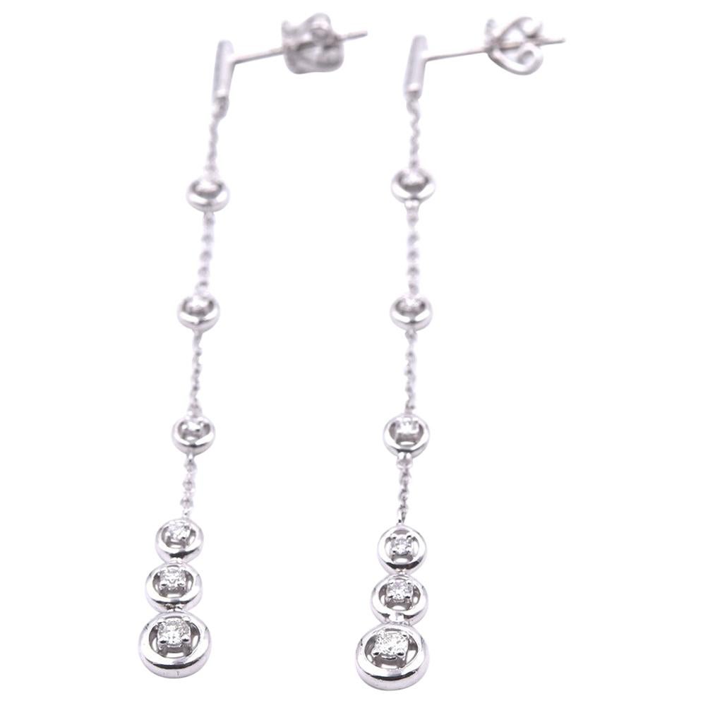 White Gold Diamonds by the Yard Earrings For Sale at 1stDibs