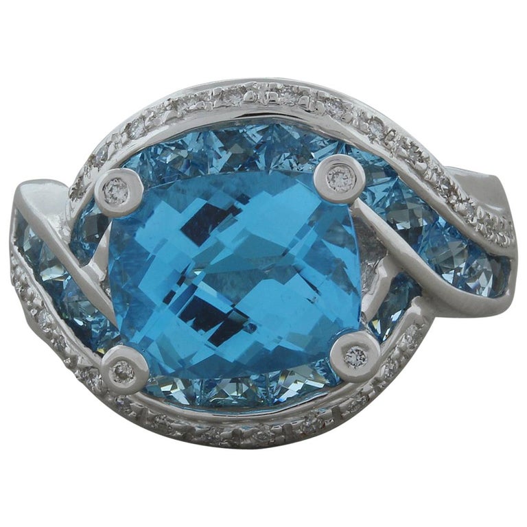Bellarri Blue Topaz Diamond Gold Ring For Sale at 1stDibs