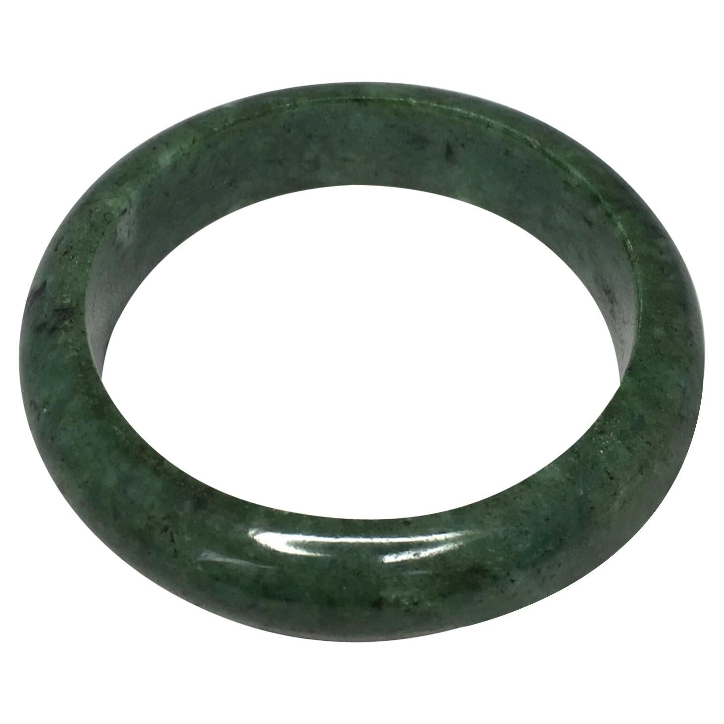 Natural Deep Green Jadeite Jade Bangle Bracelet Mottled Green 88.5g at ...