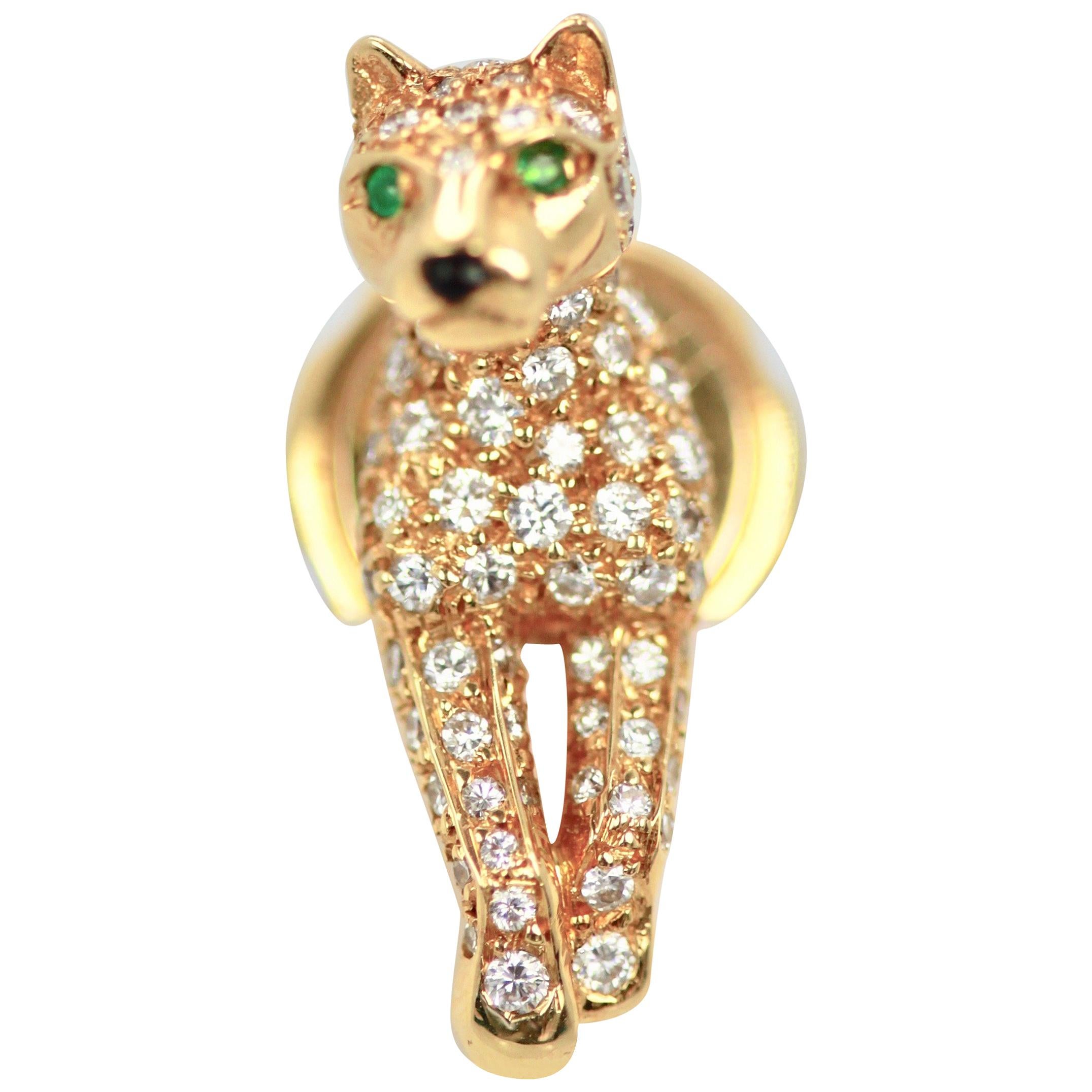 Cartier Diamond Panthere Lapel Pin 18 Karat at 1stDibs | cartier lapel pin