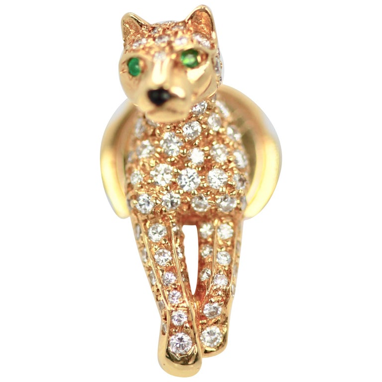 Cartier Diamond Panthere Lapel Pin 18 Karat at 1stDibs | cartier lapel pin
