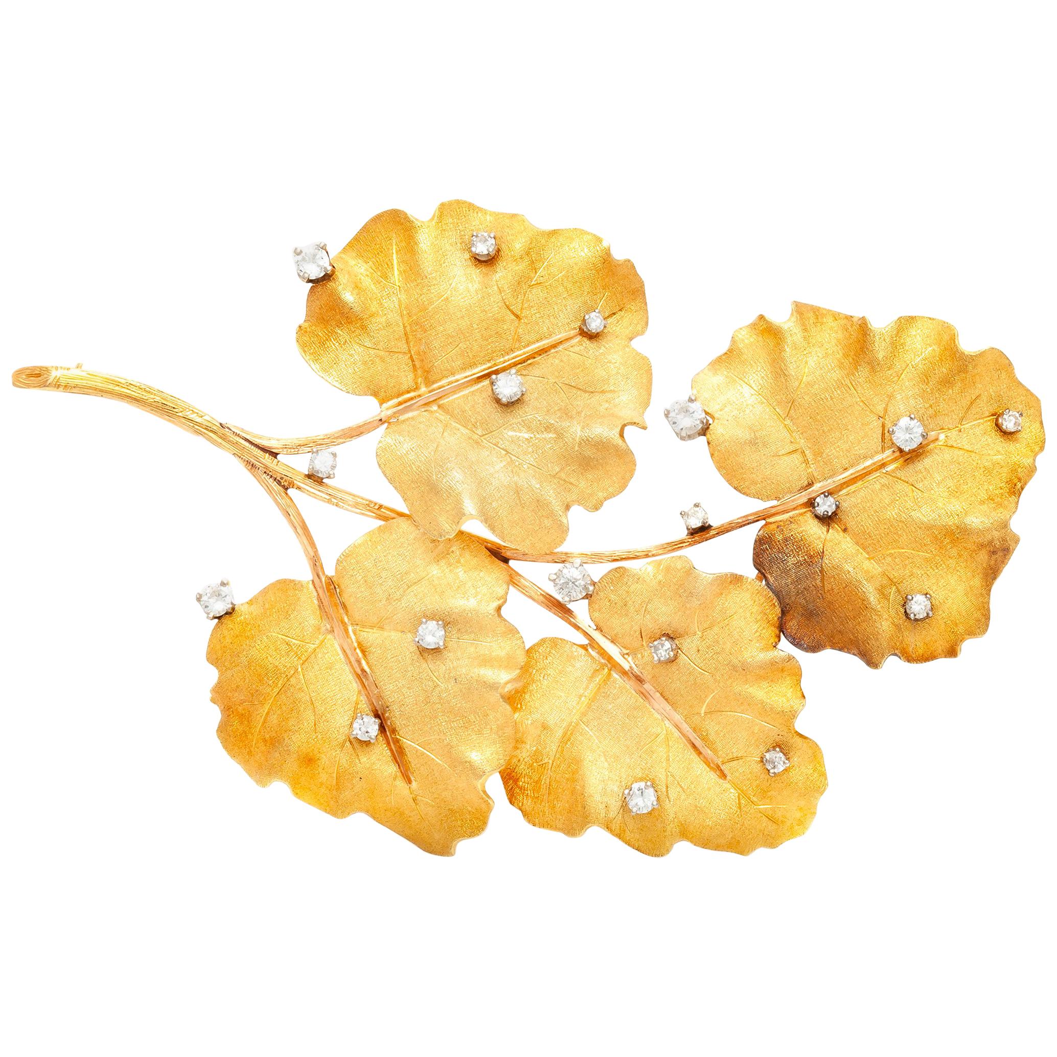 Buccellati Leaf Brooch Pin at 1stDibs